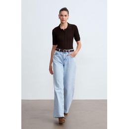 Hoch Taillenweite Bein Baumwoll-Denim-Jeans