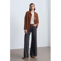 Hochtaillierte weit geschnittene Baumwoll-Jeans