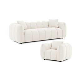 S-STYLE Polstergarnitur 3+1 Nubira creme Ma&szlig;e (cm): B: 228 H: 69 Sofas > Sofas nach Material > Stoffsofas &raquo; Sofa DE