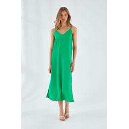 V-Ausschnitt Schlitz-Midi-Kleid