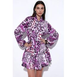 Leopardenmuster G&uuml;rtel Mini Kleid