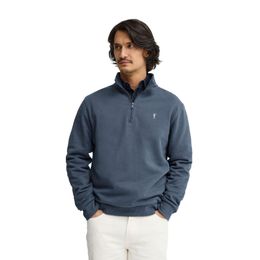 Sweatshirt denimblau mit hohem Zip-Kragen und Rigby Go Stickerei