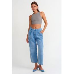 Hochtaillierte Ballon-Capri-Jeans