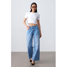 Hochtaillierte Weite Jeans aus Baumwolle