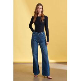 Hochtaillierte weite Denim-Jeans
