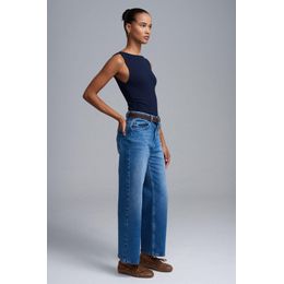 Hochtaillierte weite Denim-Jeans