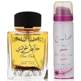 Lattafa Pure Oudi Geschenkset 100ml EDP Spray + Deodorant Spray 50ml