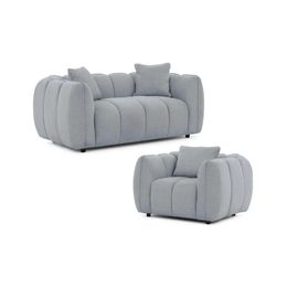 S-STYLE Polstergarnitur 2+1 Nubira grau Ma&szlig;e (cm): B: 172 H: 69 Sofas > Sofas nach Material > Stoffsofas &raquo; Sofa DE