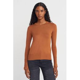 Rippstrick Rundhals Slim Fit Pullover