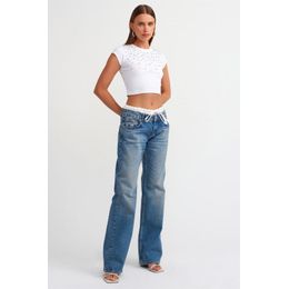 Damen Mid-Waist Straight-Leg Jeans