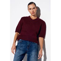 Damen V-Ausschnitt Ripp-Strickpullover