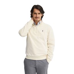 Sweatshirt ecru mit hohem Zip-Kragen und Rigby Go Stickerei