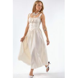 Midi-Kleid mit quadratischem Kragen und Knopfdetails