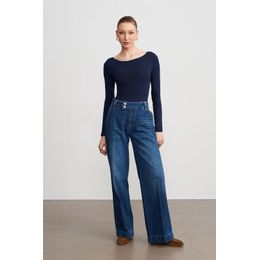 Hoch Taillenweite Bein Baumwoll-Denim-Jeans