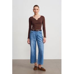 Hochtaillierte Weitbein-Jeans