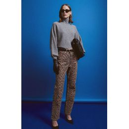 Damen Hochbund Printed Gerade-Leg Jeans