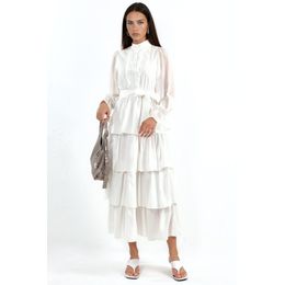 A-Linien Maxi-Kleid mit Rundhalsausschnitt und Kn&ouml;pfen