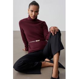 Damen Strickpullover mit G&uuml;rtel und Stehkragen