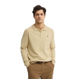 Pullover beige mit gekn&ouml;pftem Polokragen und Rigby Go Logo