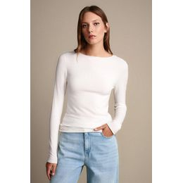 Damen Rippstrick Bootneck Slim-Fit Pullover