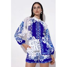 Paisley-gewebter Jumpsuit mit Bindedetail