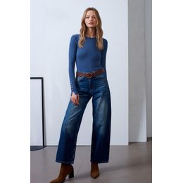 Hochtaillierte weit geschnittene Baumwoll-Jeans