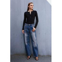 Hochtaillierte weit geschnittene Baumwoll-Jeans