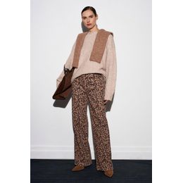 Hochgeschnittene Bedruckte Weite-Leg Jeans