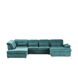 M&ouml;bel Kraft Wohnlandschaft mit Funktion t&uuml;rkis/petrol Ma&szlig;e (cm): B: 374 &raquo; M&ouml;bel Kraft