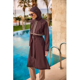 Marina Brown, vollst&auml;ndig bedeckendes, bescheidenes Burkini-Bademode-Set