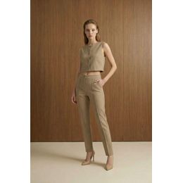Crew-Neck Crop-Top und Hohe Taille Hose Zweiteiliges Set