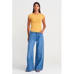 Hochtaillierte weite Denim-Jeans