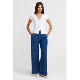 Hochtaillierte weit geschnittene Baumwoll-Jeans