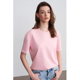 Damen Baumwoll Rundhalsausschnitt T-Shirt