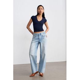 Tief sitzende gerade geschnittene Baumwoll-Denim-Jeans