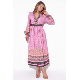 Blumen-Midi-Kleid mit G&uuml;rtel