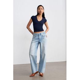 Tief sitzende gerade geschnittene Baumwoll-Denim-Jeans