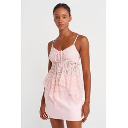 Spitzen-Quadratausschnitt-Halsband-Vorderbluse
