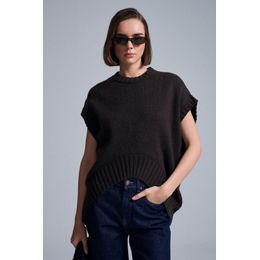 &Uuml;bergro&szlig;er gerippter Strickpullover-Weste
