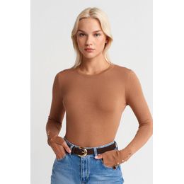 Rippstrick Rundhalsausschnitt Slim Fit Pullover