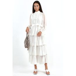A-Linien Maxi-Kleid mit Rundhalsausschnitt und Kn&ouml;pfen