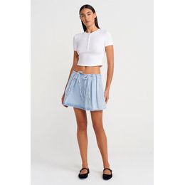 Baumwoll-Denim Mini A-Linien-Rock mit Schleifendetail