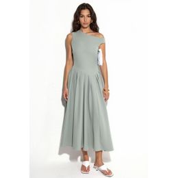 Asymmetrisches Kragen-Midi-Kleid
