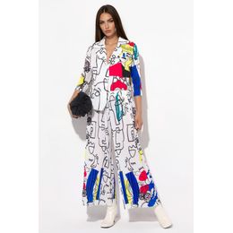 Abstract-Print-Hemd und weit geschnittene Hose Set