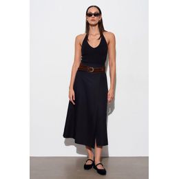 Mid-Waist A-Linien-Midi-Rock mit G&uuml;rtel