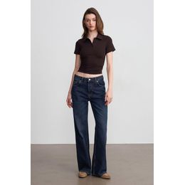 Damen Crop Slim Fit Polo T-Shirt