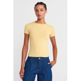 Damen Crop Slim-Fit Rundhals-T-Shirt