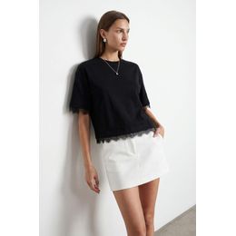 Damen Baumwoll-Elasthan Rundhals T-Shirt