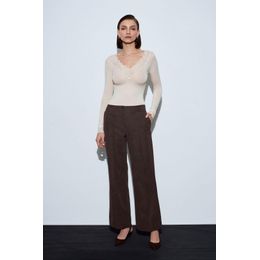Damen Hochtaillierte Weite Kunstlederhose