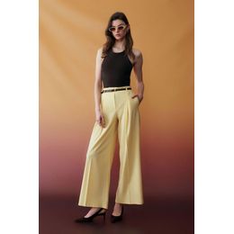 Damen Weitbeinige Crepe-Hose mit G&uuml;rtel